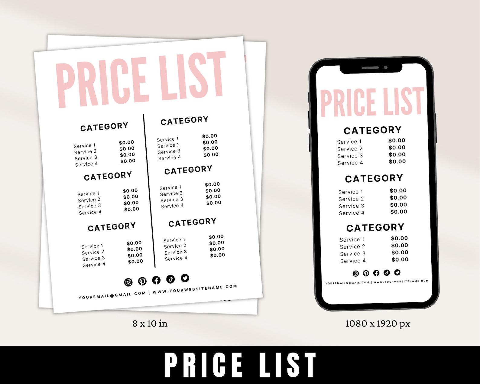 Craft Show Bundle: Order Form, Price List, Scan to Pay (digital ...