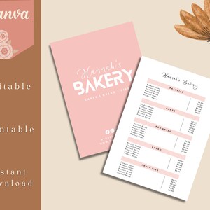 Editable Bakery Price List Template Printable Price Sheet | Etsy Canada