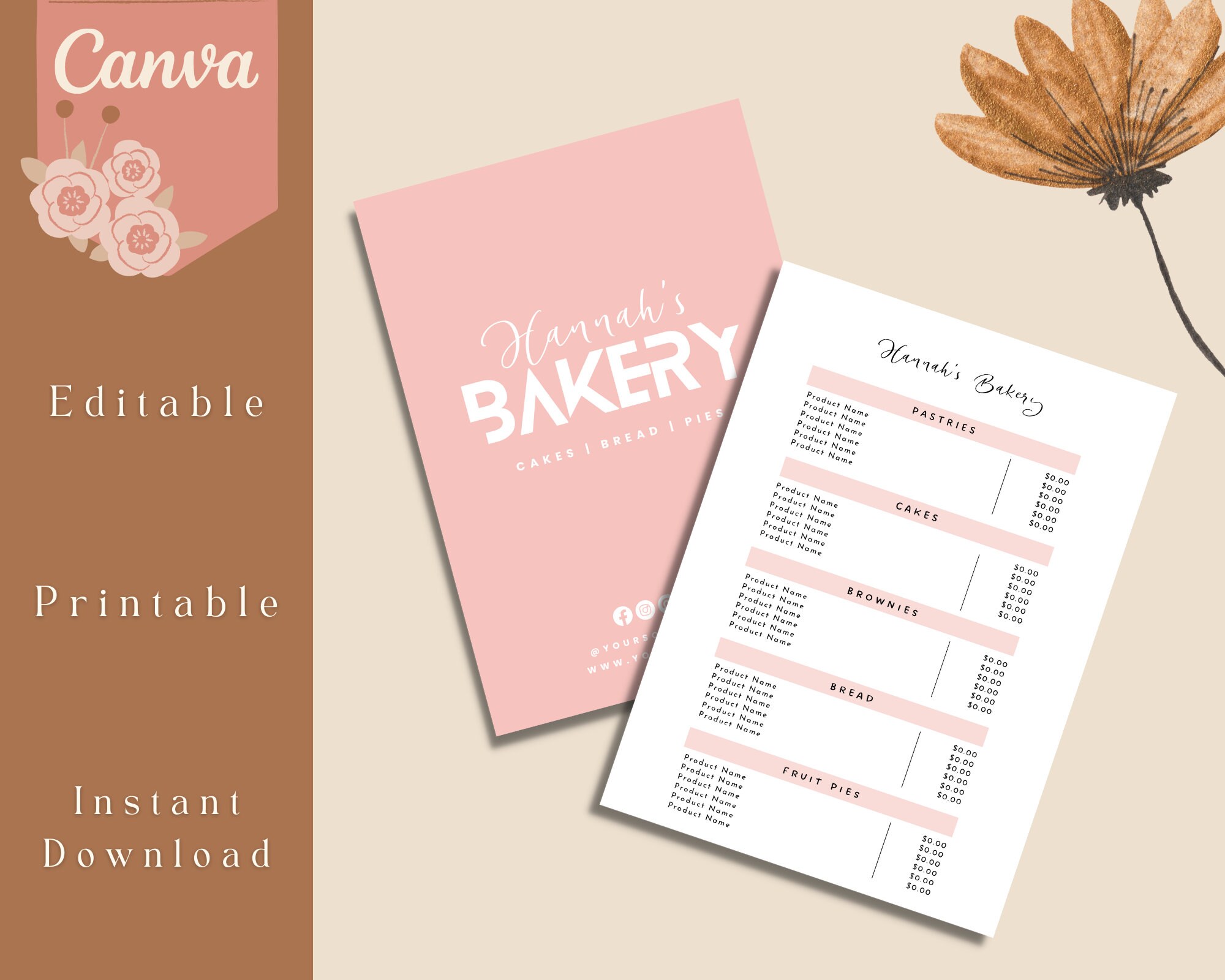 Editable Bakery Price List Template Printable Price Sheet | Etsy Canada
