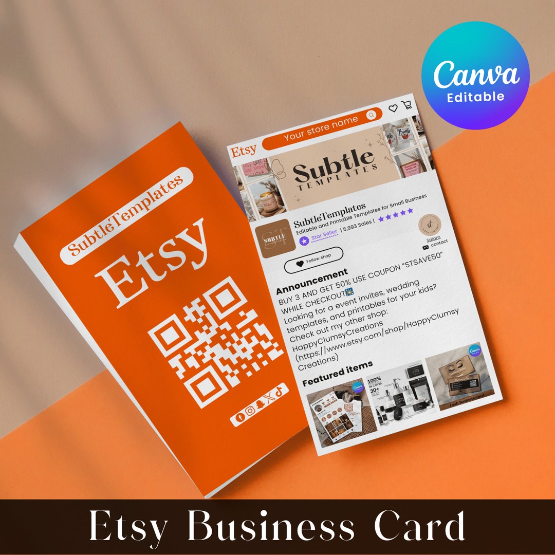 Etsy Shop Business Cards, Business Card Canva Designs, Etsy Card, Etsy ...