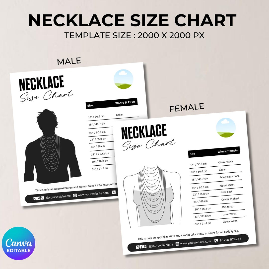 Necklace Size Chart for Male and Female, Size Chart for Necklace ...