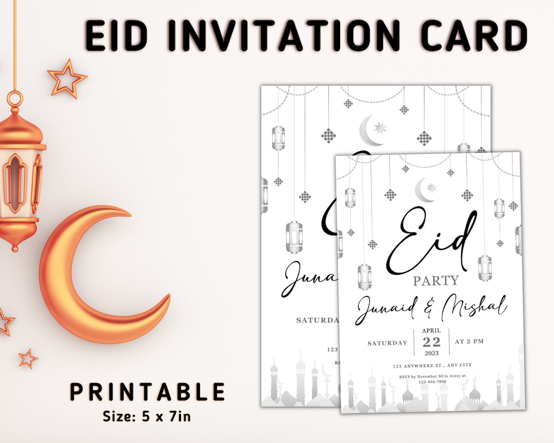 Eid Invite, Eid Party Invitation, Editable Elegant Eid Party Invite ...