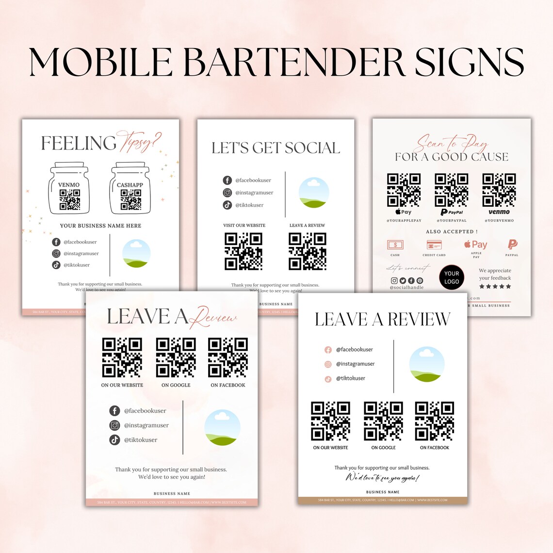 Mobile Bar Bundle, Mobile Bar Contract, Mobile Bartending Templates ...