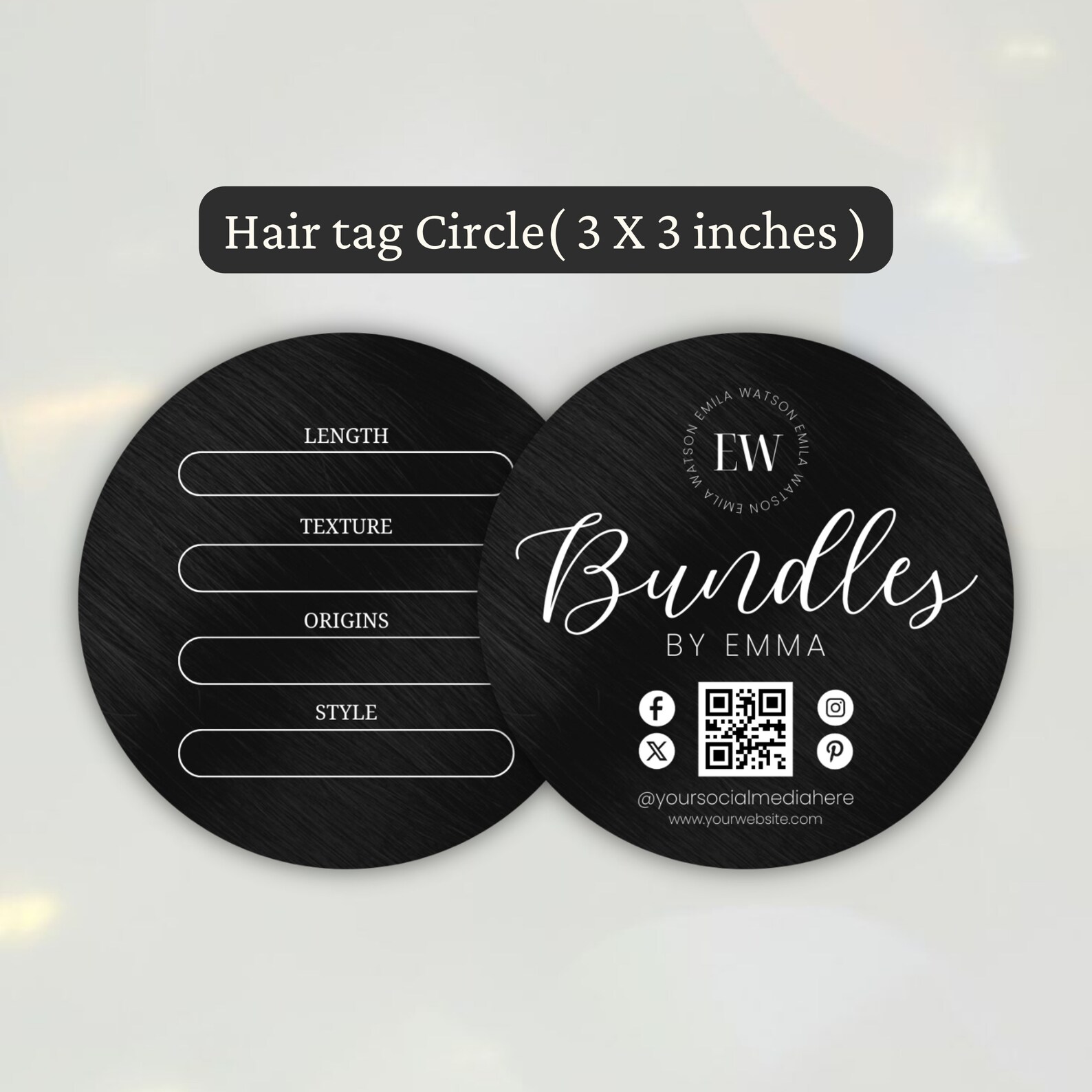 Editable Hair Tag Template Bundle, DIY Hair Bundle Tag Template, Hair ...