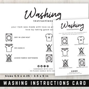 Washing Instructions Tag, Printable Clothing Care Cards, Tshirt ...