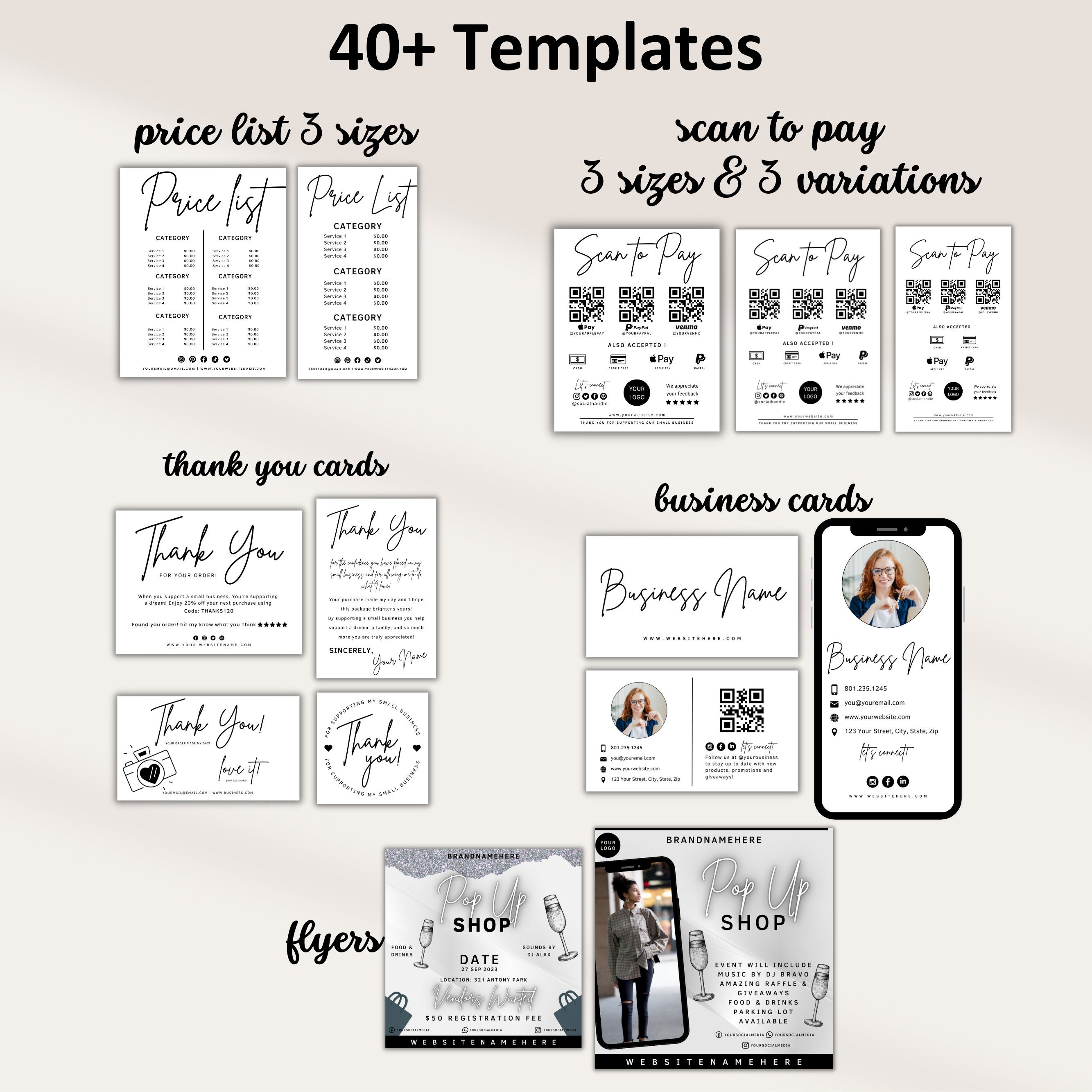 Craft Show Business Bundle: Order Form, Scan to Pay (canva Template) - Etsy