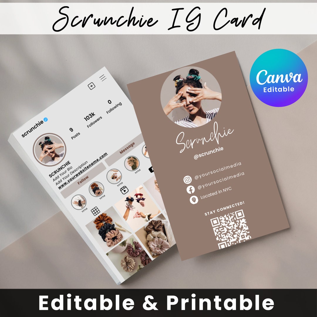 2025 Instagram Business Card, IG Business Card, Scrunchie IG Business ...
