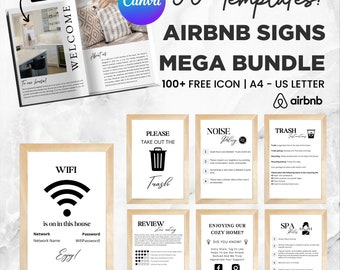 Airbnb Sign Bundle Template Airbnb Signage Signs for Rental Home Wifi ...