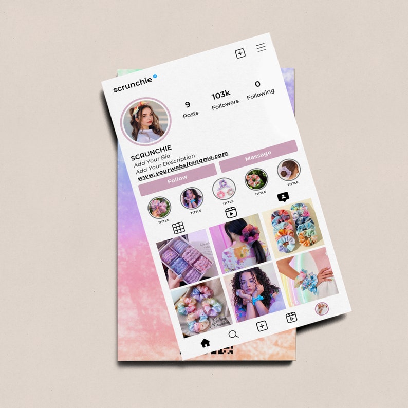 Scrunchie Instagram Business Card Template: QR Code, Printable (canva ...