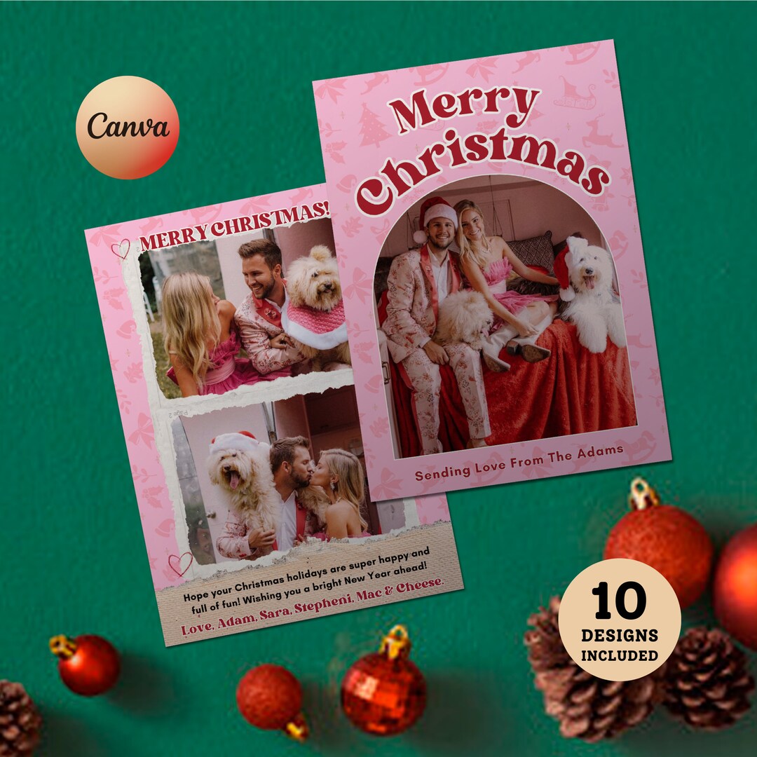 Holiday Photo Card Template, Minimalist Photo Christmas Card Template ...