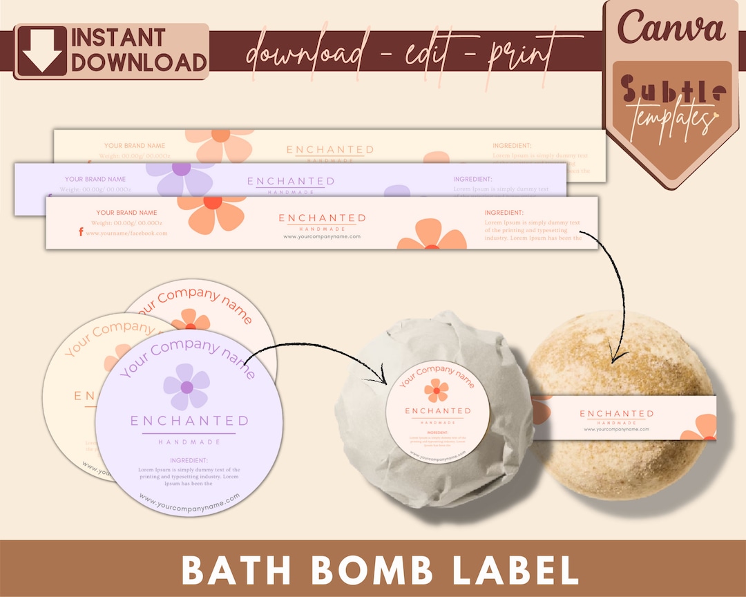 Bath Bomb Labels, Bath Bomb Tags, Cosmetic Labels, Wrap Around Labels ...