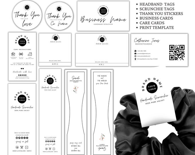 Printable Scrunchie Thank You Card Template | Handmade Small Business ...