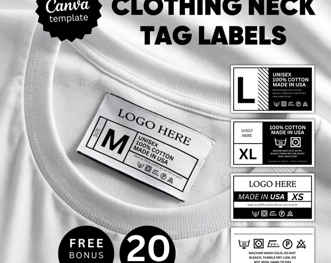 Editable Clothing Neck Tag Canva Template, Neck Labels for T-SHIRTS ...