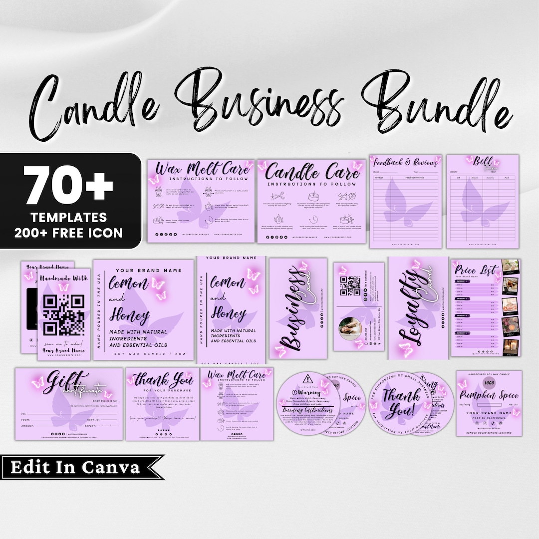 Candle Business Bundle, Candle Care Card, Candle Labels, Scan to Pay ...