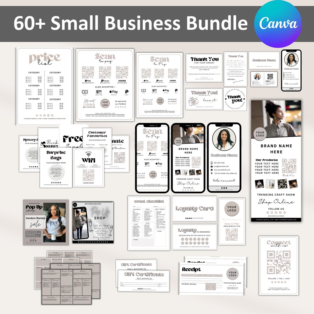 Scan to Pay Template| Order Forms| Pricelist| 60+ Small Business Bundle ...