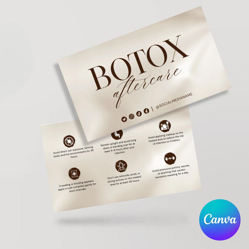 Editable Botox Aftercare Card, Printable Aftercare Card Template, Botox ...