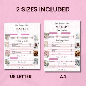 Editable Sweet Treats Menu Pricelist, Cake Pricelist, Cupcakes ...