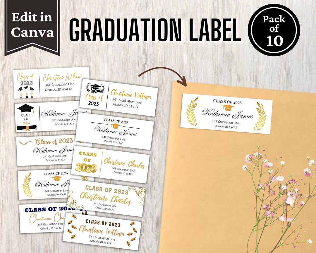 Graduation Announcement Mailing Label, Grad Party Address Labels, Class ...