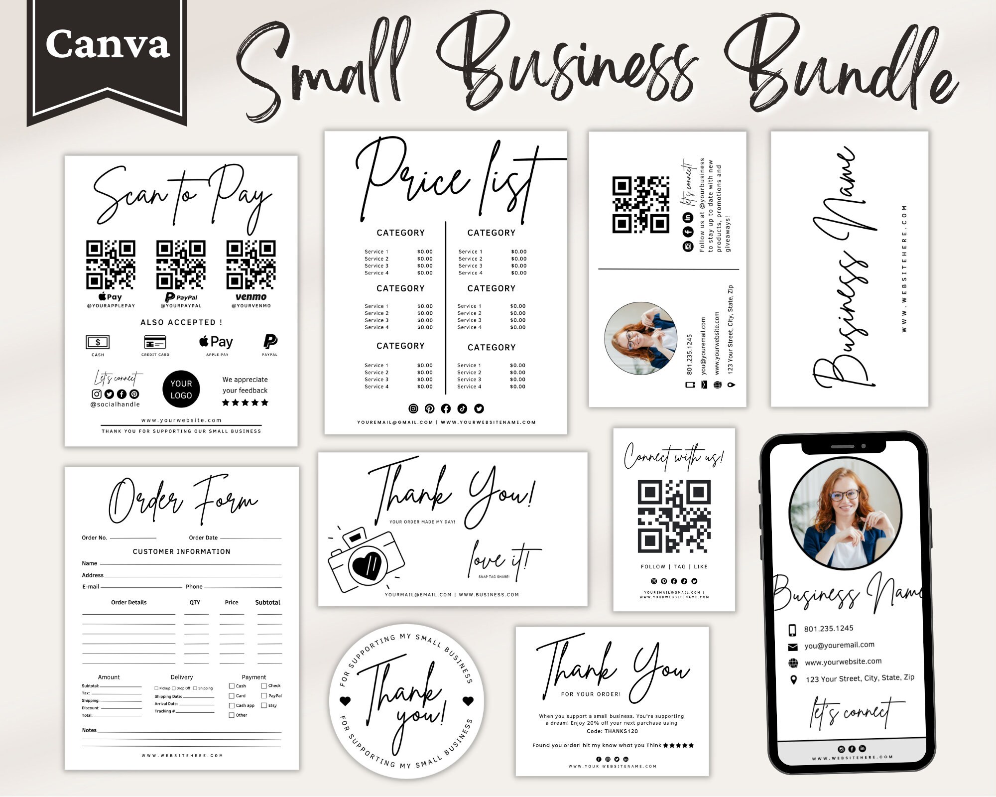 Craft Show Bundle: Order Form, Price List, Scan to Pay (digital ...