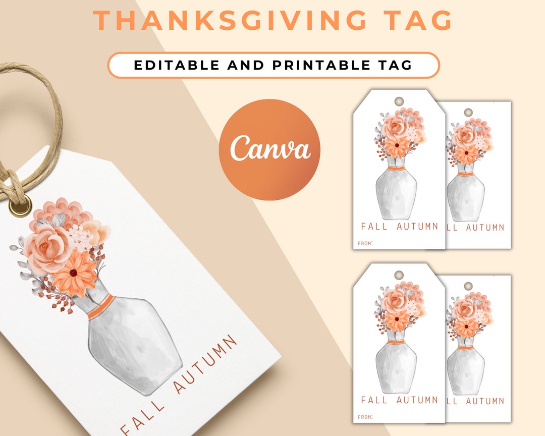 Happy Fall Thanksgiving Tags Printable Fall Gift Tag Pumpkin - Etsy