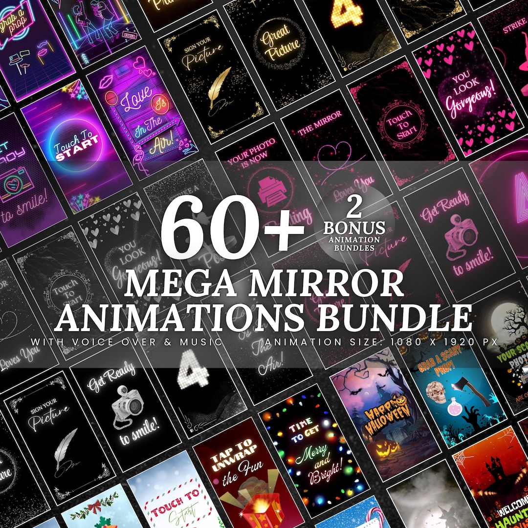 Mirror Booth Animations Mega Bundle, Photo Booth Animations, Neon ...