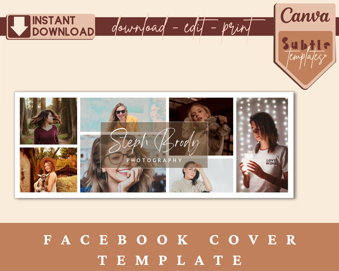 Canva Facebook Cover Template: Photo Collage Blog Header (digital ...