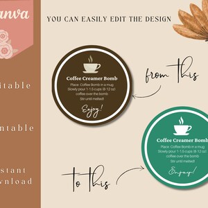 Coffee Creamer Bomb Tag | Hot Cocoa Bomb Tag | Editable Coffee Creamer ...