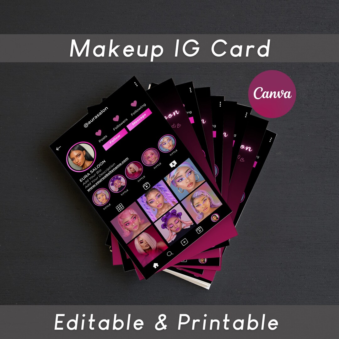 IG Business Card 2024, Instagram Business Card, DIY Business Cards Canva Template, QR Code ...