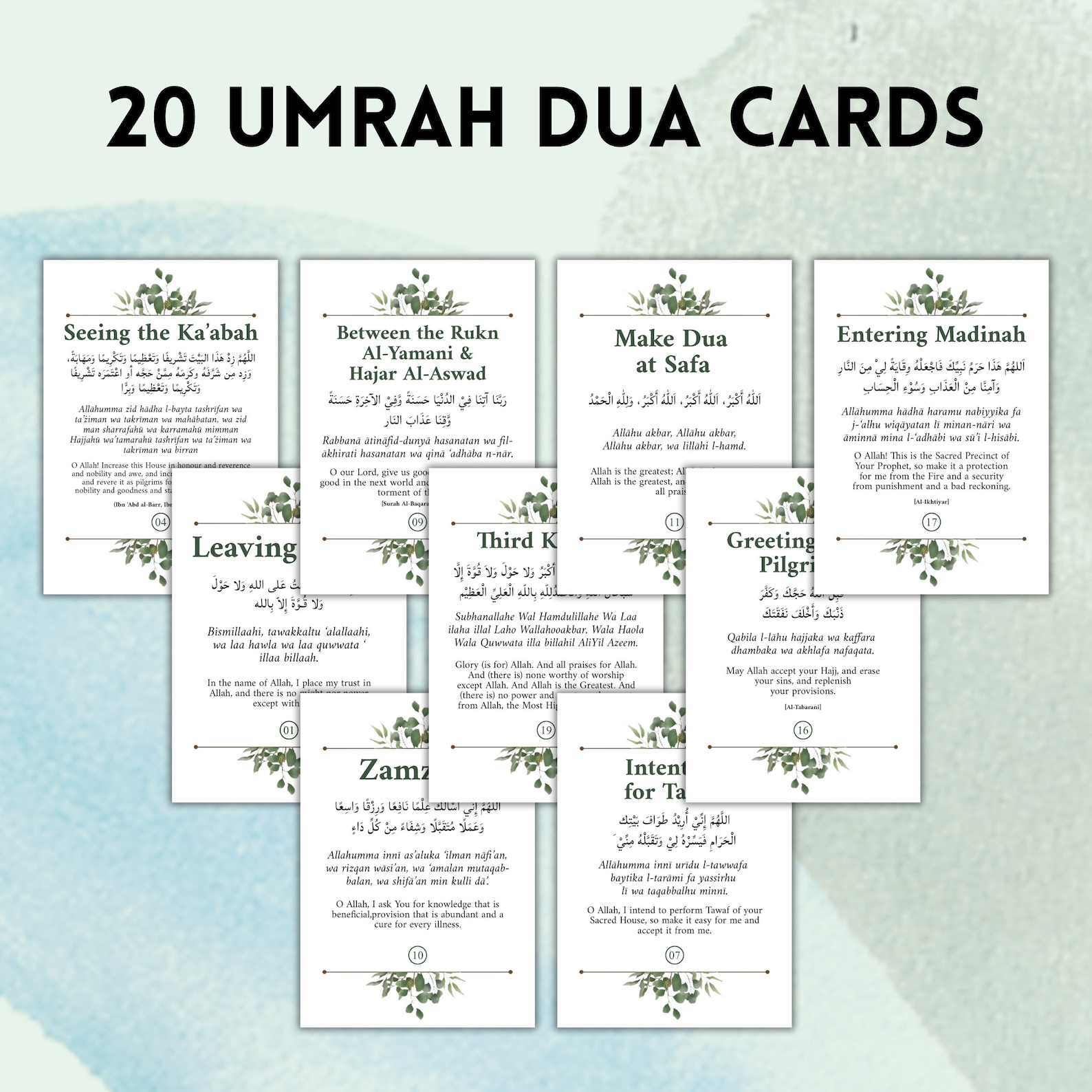 20 Umrah Dua Cards Printable, Umrah Flashcards, Umrah Mubarak Gift ...