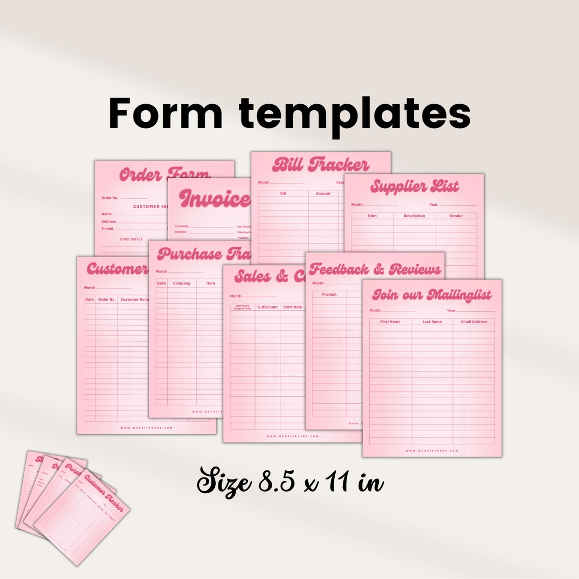 Small Business Template Bundle: Pink Retro Vendor Display (digital ...
