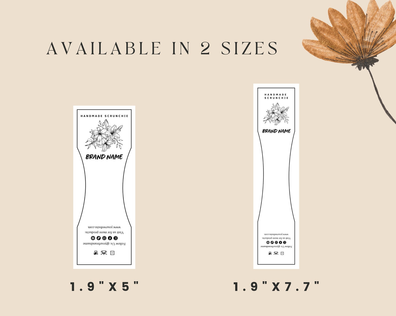 Printable Scrunchie Hang Tags, Editable Scrunchie Tag, Customizable Tag ...