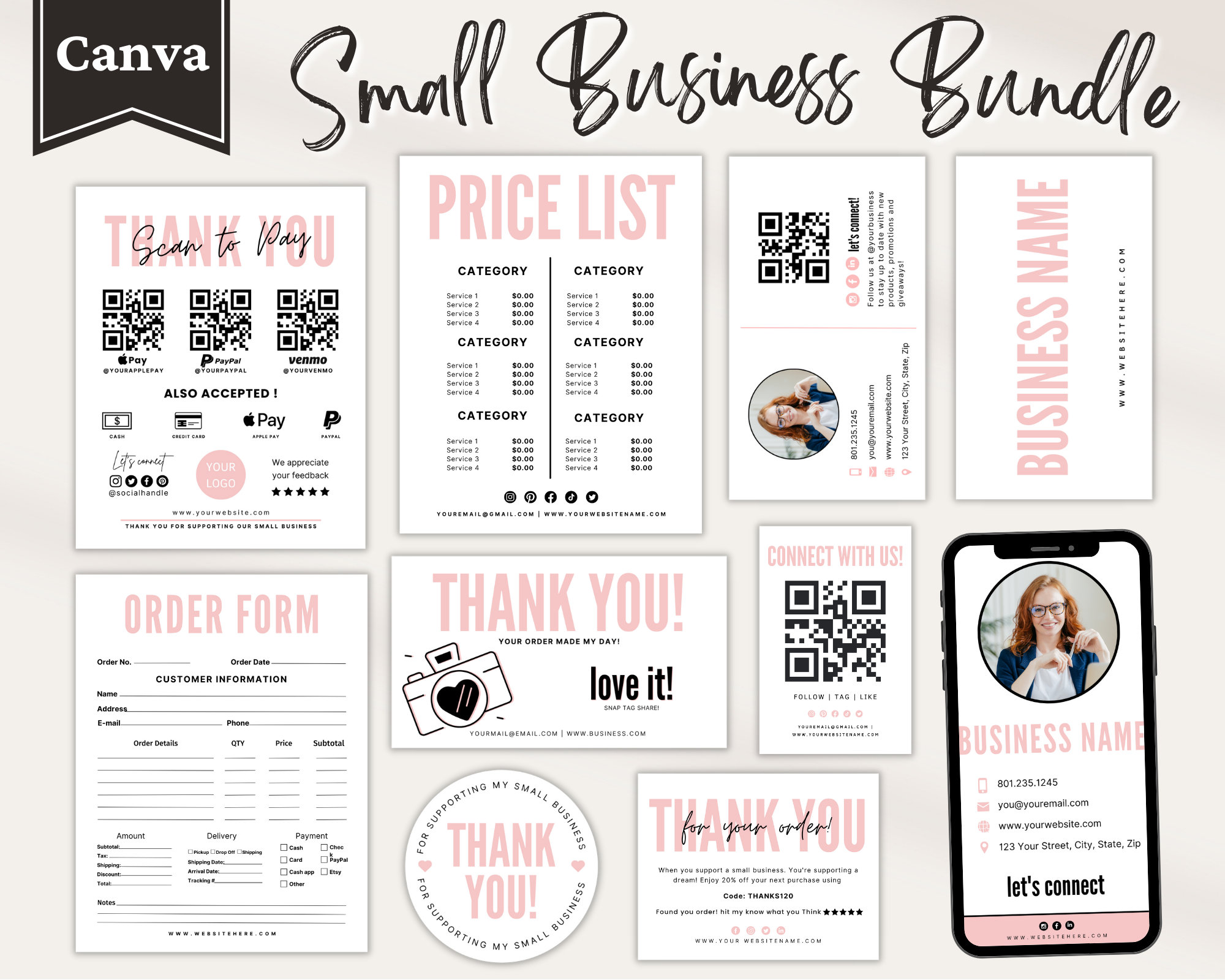 Craft Show Bundle: Order Form, Price List, Scan to Pay (digital ...
