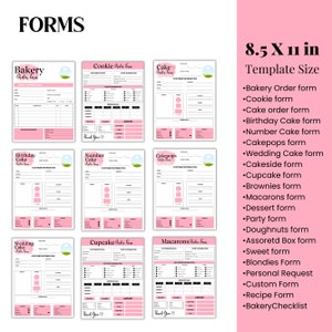 Printable Bakery Business Forms: Cake, Cookie Order Templates (canva ...