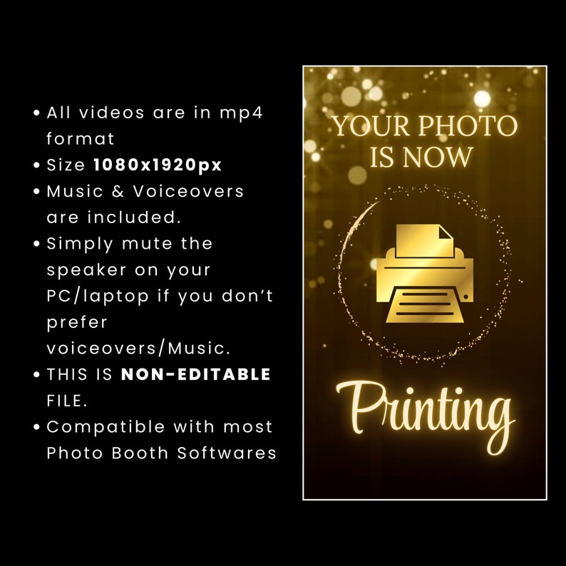 Mirror Booth Animations, Black & Gold Animations, Touch to Start ...