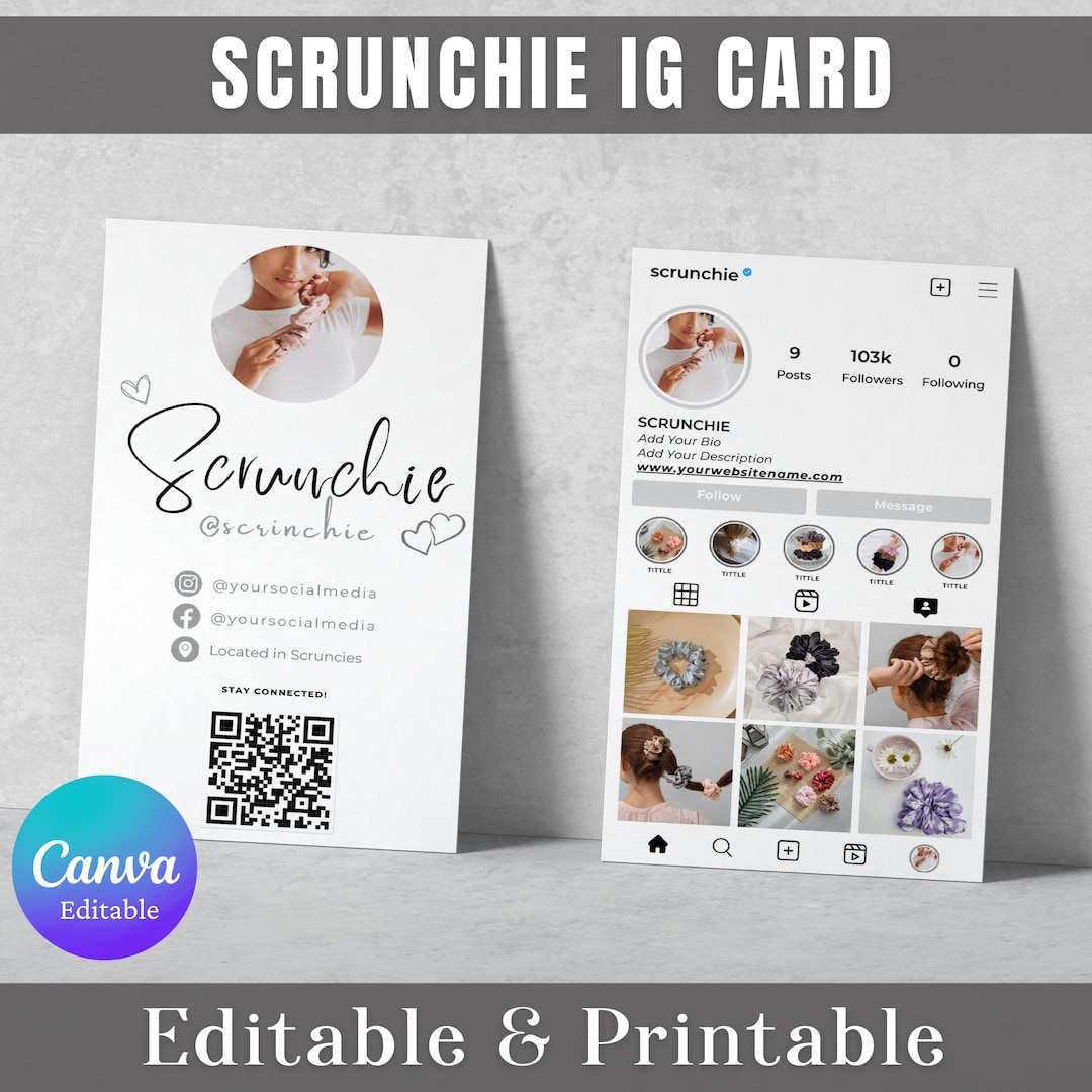 2024 Instagram Business Card, IG Business Card, Scrunchie IG Business ...