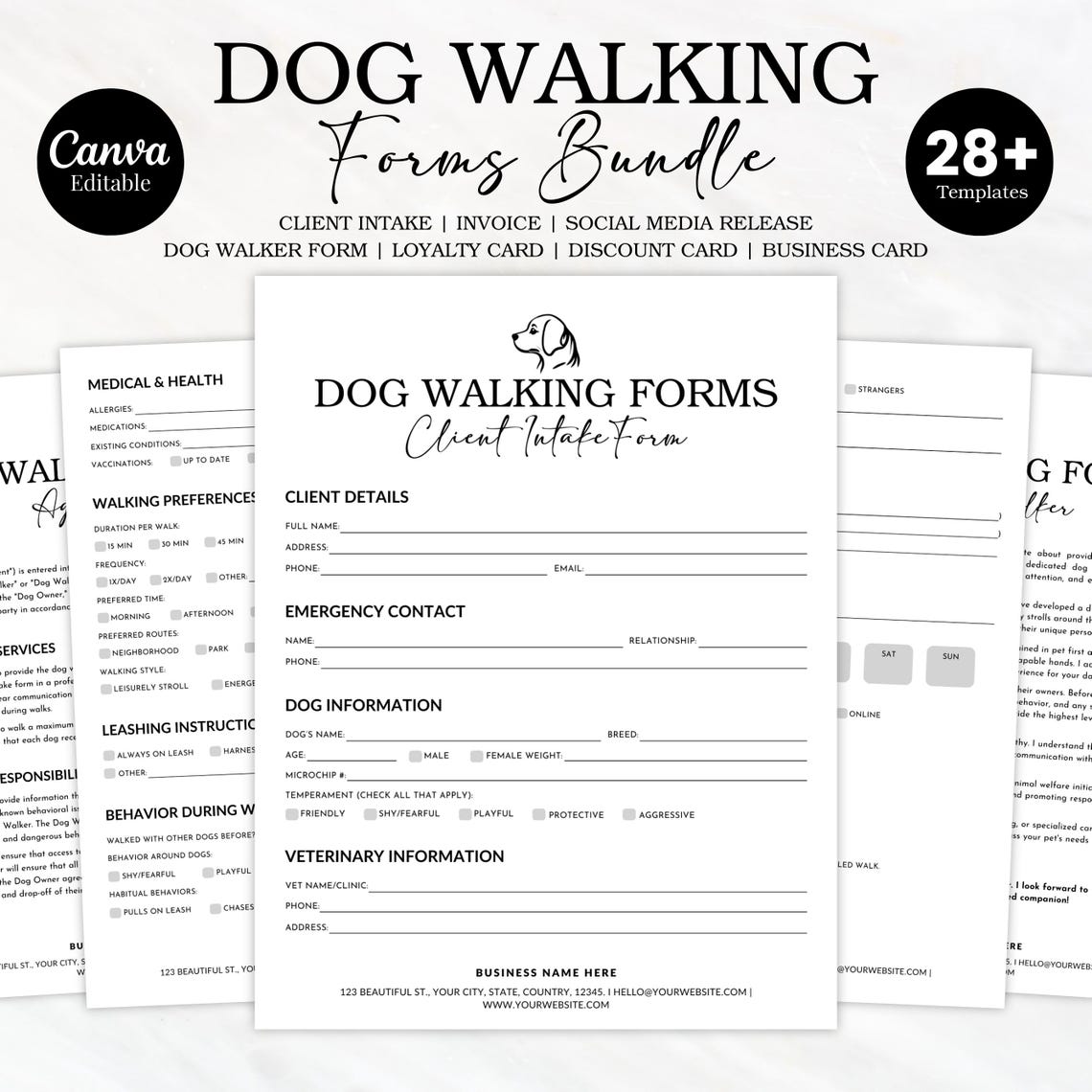 Dog Walking Service Client Intake Form Canva Template, Editable Dog ...
