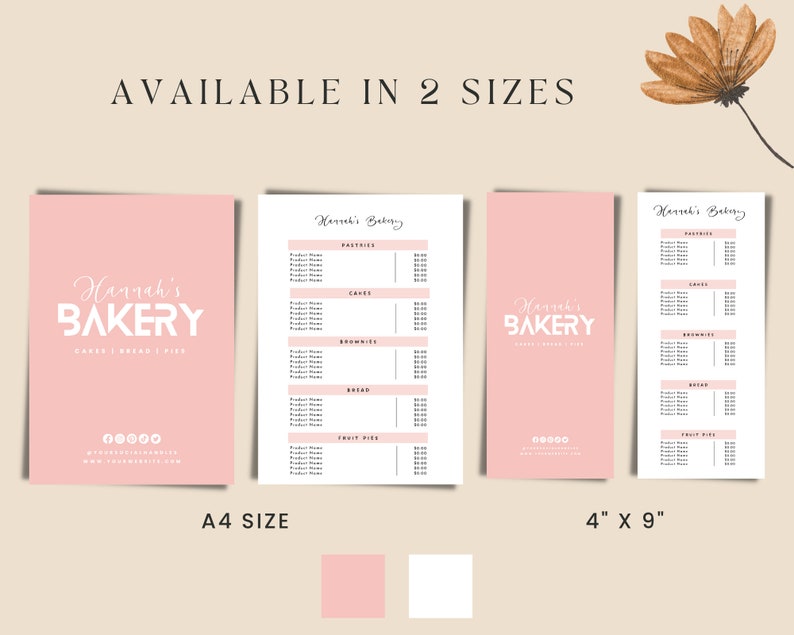 Editable Bakery Price List Template Printable Price Sheet | Etsy Canada
