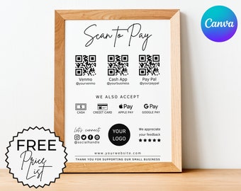 Scan to Pay Sign Template, Printable Scan to Pay Template, Editable ...