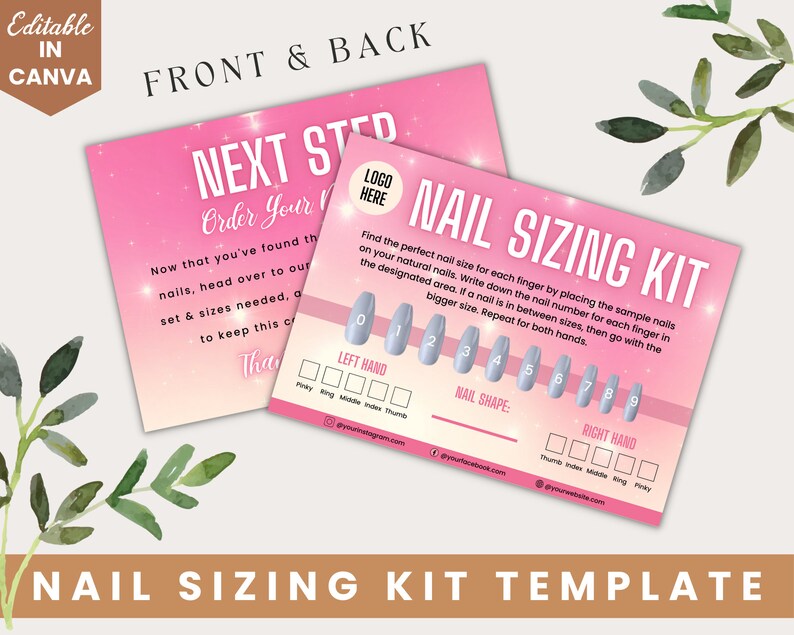 Nails Size Guide Nails Sizing Kit Template Instructions - Etsy