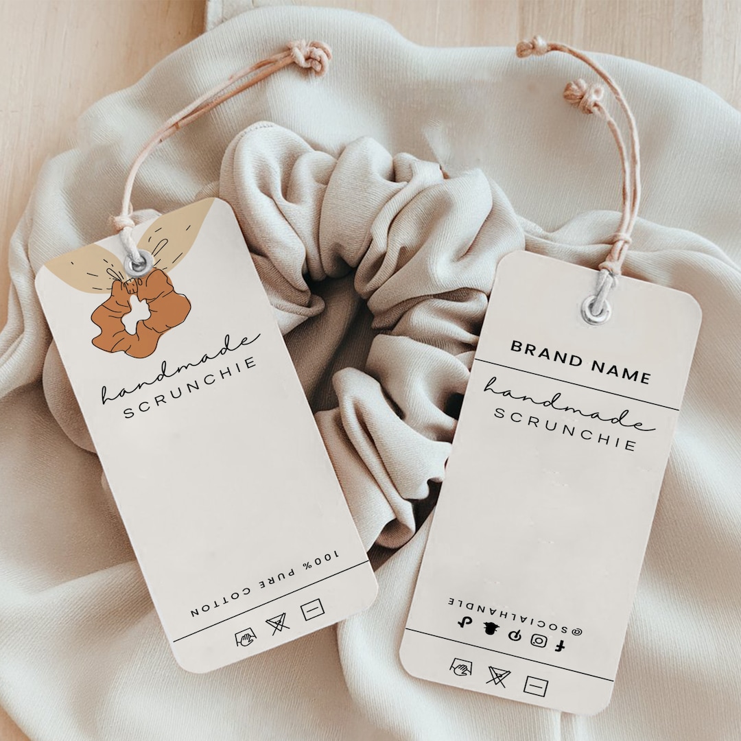 Printable Scrunchie Hang Tags, Editable Scrunchie Tag, Customizable Tag ...