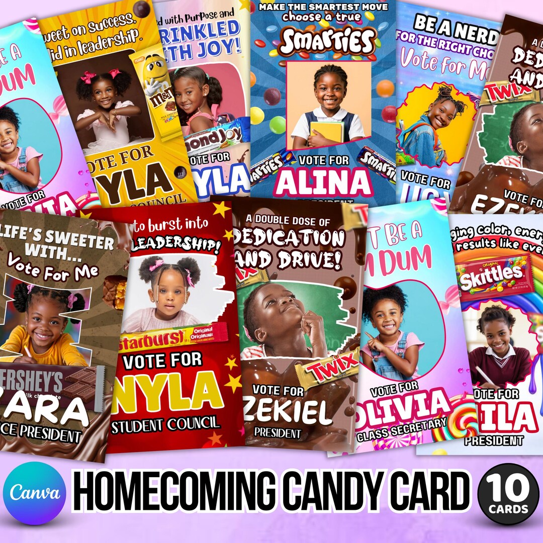 10 Homecoming Candy Card, Homecoming Campaign Candy Tags, Student ...