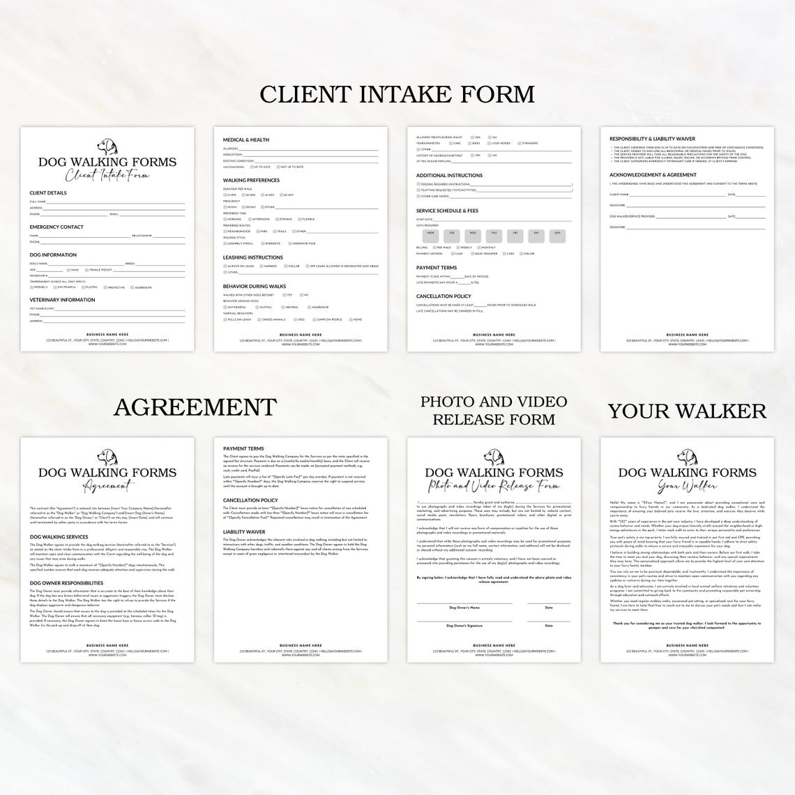 Dog Walking Service Client Intake Form Canva Template, Editable Dog ...