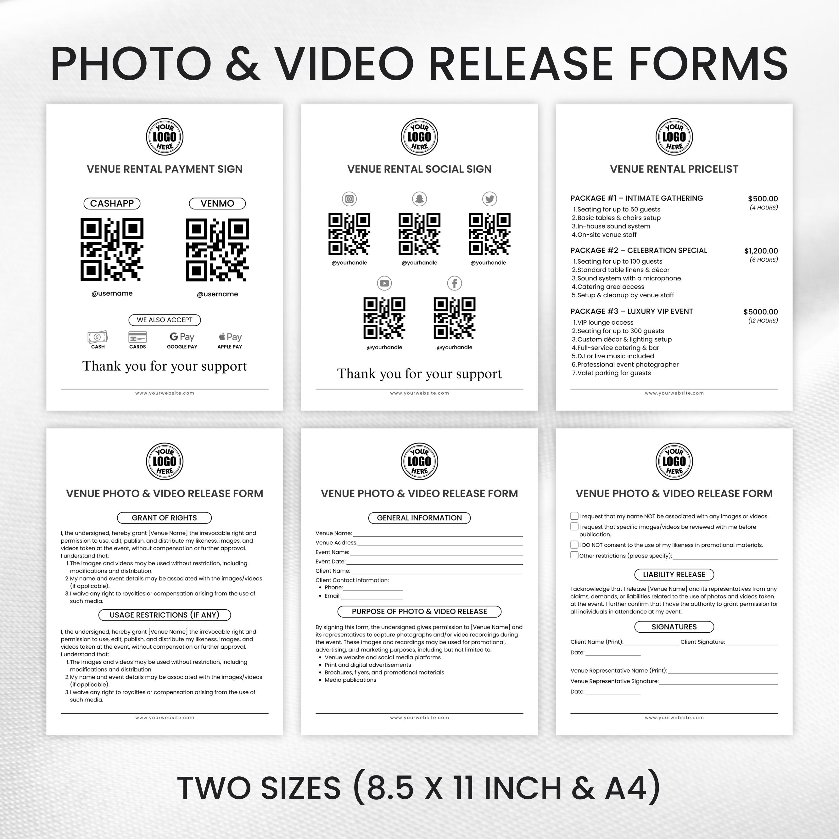 Event Venue Rental Service Contract, Venue Rental Forms Bundle, Wedding ...