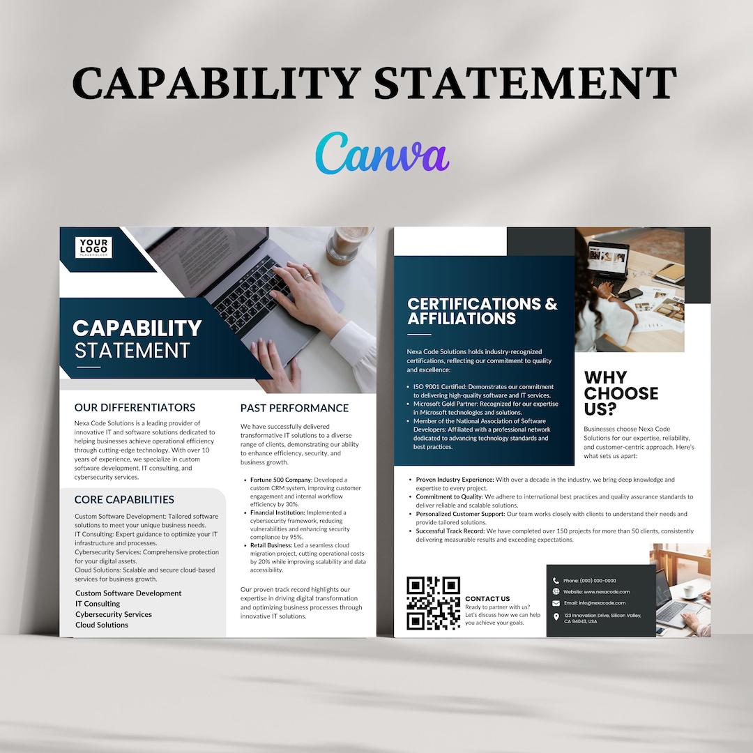 Business Capability Statement, Corporate Flyer, Editable Capability ...