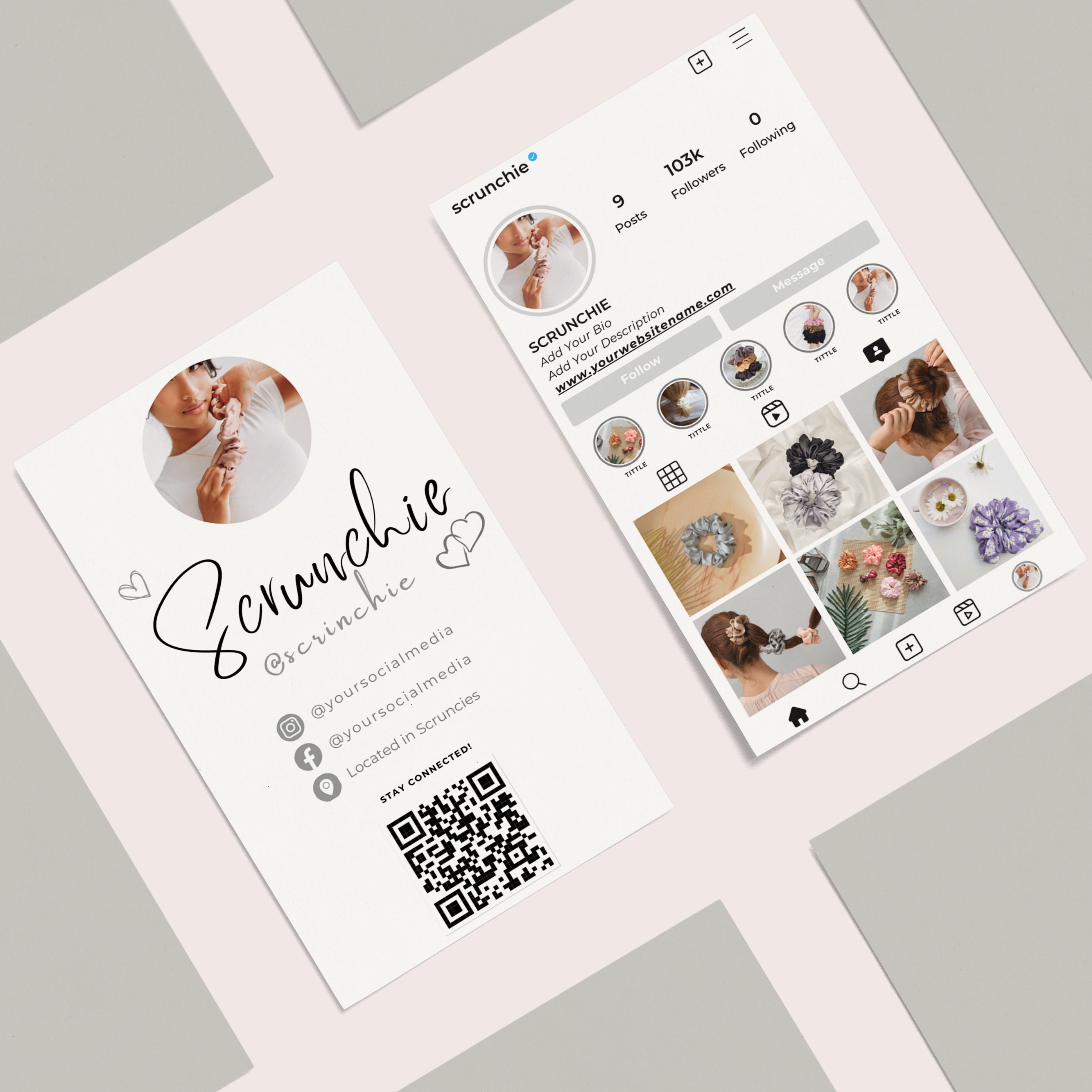 Instagram Business Card for Scrunchie Business, IG Business Card for ...