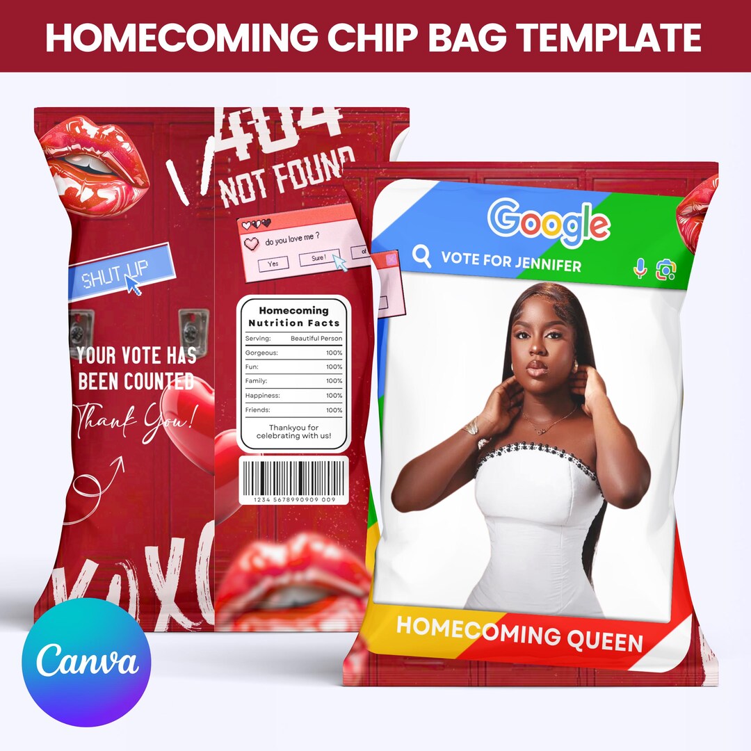 Homecoming Queen Chip Bag Template: Canva Editable (instant Download ...