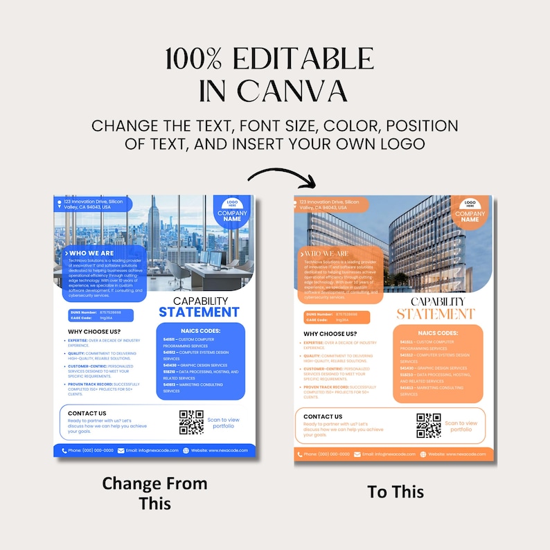 Capability Statement Template, Business Capability Statement Design ...