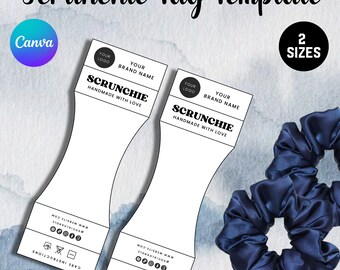Printable Scrunchie Hang Tags, Editable Scrunchie Tag, Customizable Tag ...