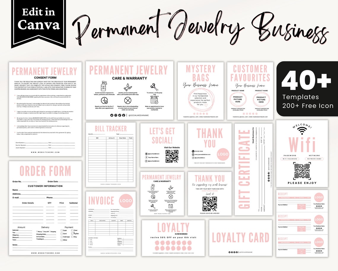 Permanent Jewelry Business Starter Kit: Canva Templates (digital ...