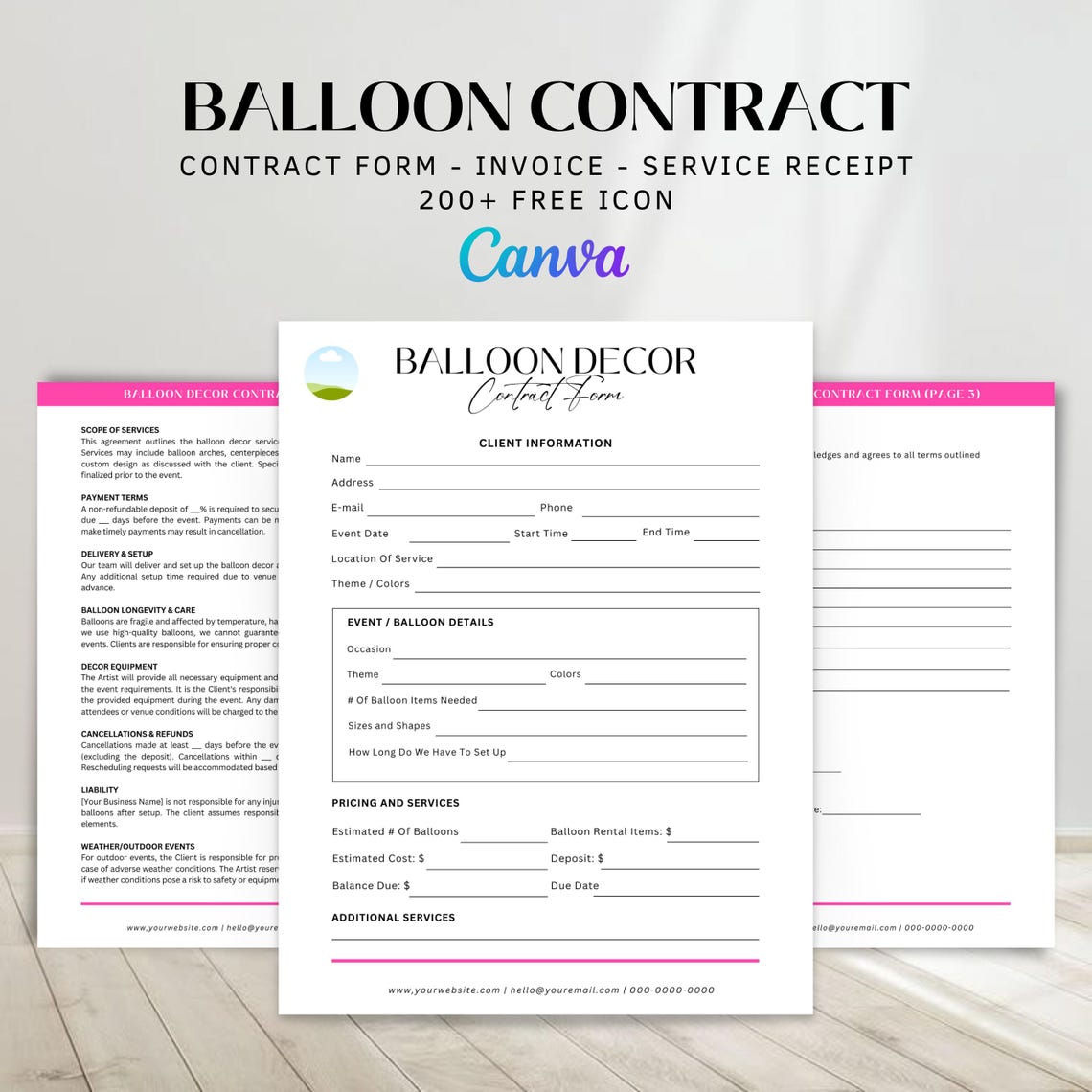 Editable Balloon Decor Contract Template, Balloon Decoration Service ...
